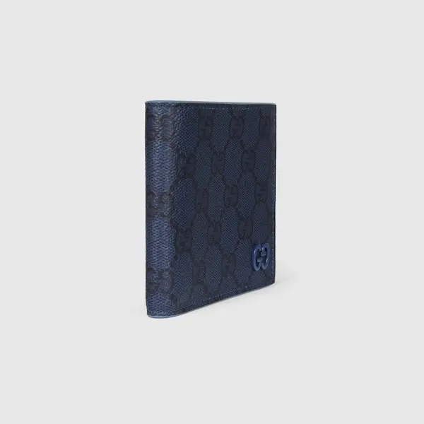 Gucci Dusty Interior Gg Bi-fold Wallet Gg Canvas - Blue