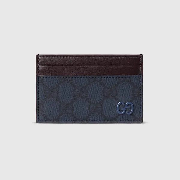 Gucci Bordeaux Trim Gg Card Case - Black