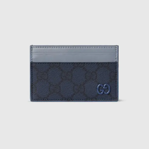 Gucci Dusty Trim Gg Card Case Gg Canvas - Blue