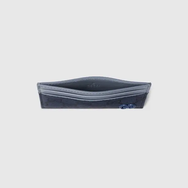 Gucci Dusty Trim Gg Card Case Gg Canvas - Blue