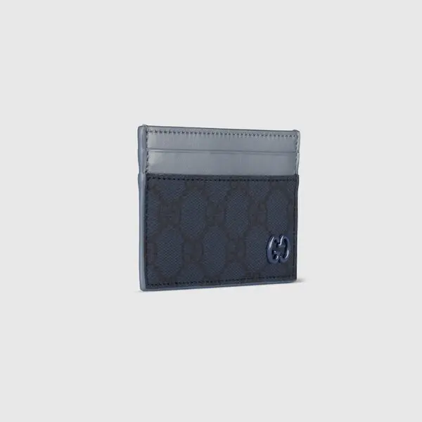 Gucci Dusty Trim Gg Card Case Gg Canvas - Blue