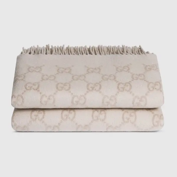Gucci Reversible Gg Wool Cashmere Blanket