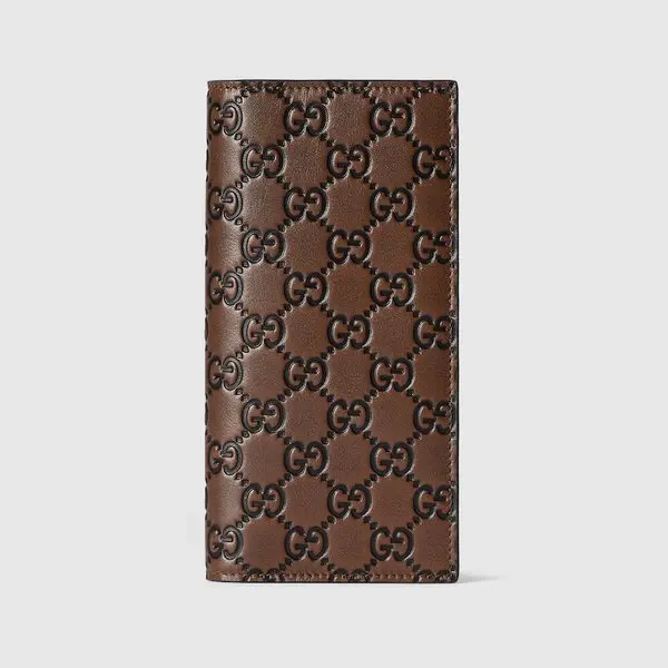 Gucci Gg Emblem Long Wallet - Brown