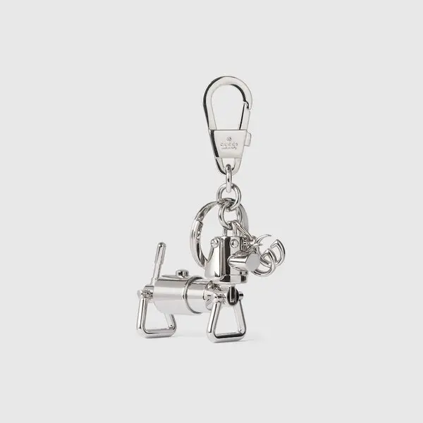 Gucci Dog-shaped Keychain With Double G - Silver