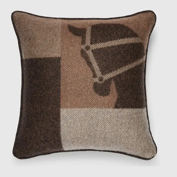 Gucci Wool Jacquard Cushion - Brown