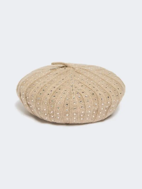Max Mara Rhinestone-adorned Cashmere Beret - Sand