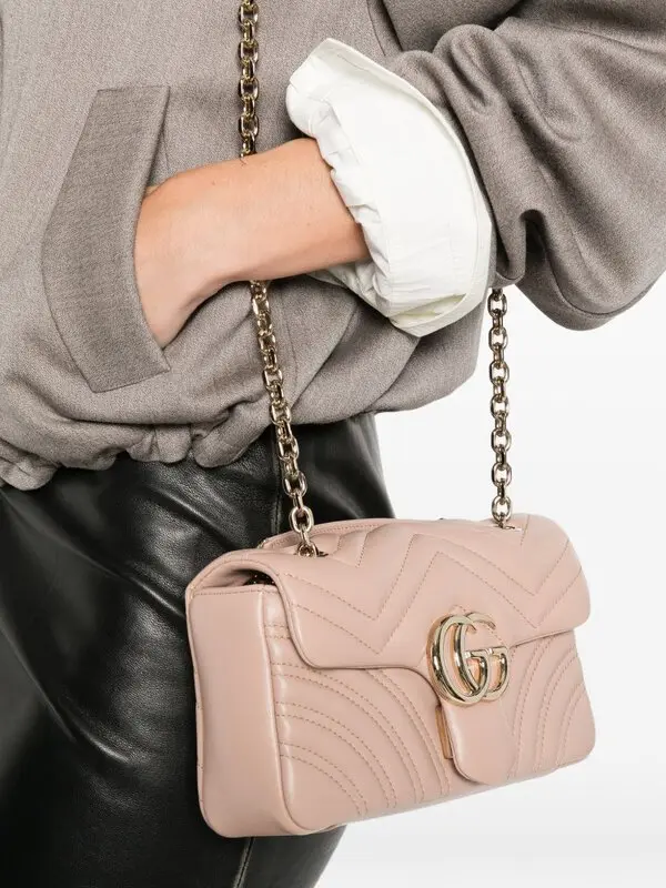 Gucci Gg Marmont Leather Shoulder Bag - Pink