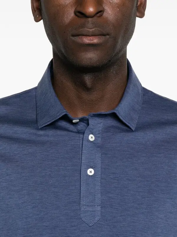 Brunello Cucinelli Silk And Cotton Polo Shirt - Blue