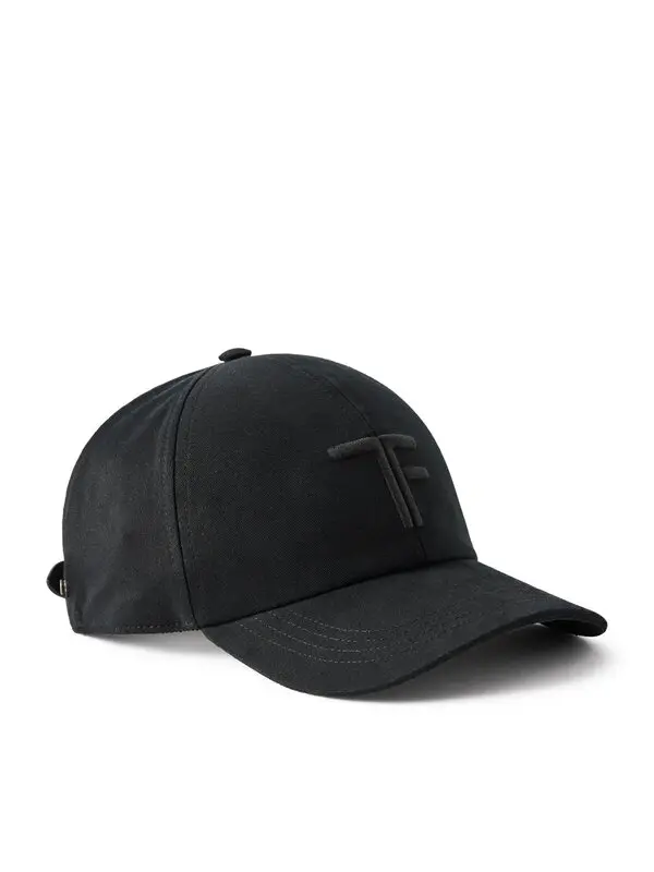 TOM FORD Leather-trimmed Logo-embroidered Baseball Cap - Black