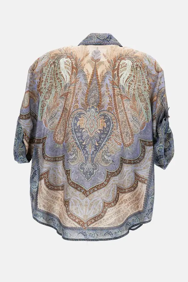 Zimmermann Wanderlust Short-sleeve Silk Shirt - Multicolor