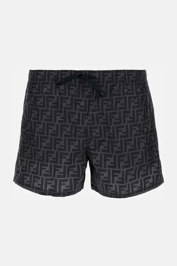 Fendi Ff Print Boxer Swimsuit - Black