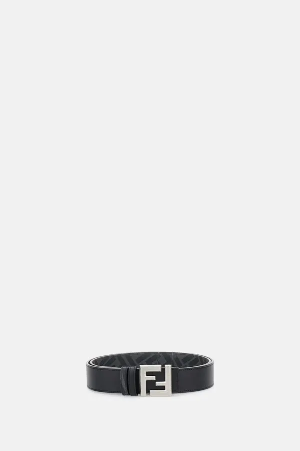 Fendi Ff Buckle Leather Belt - Black