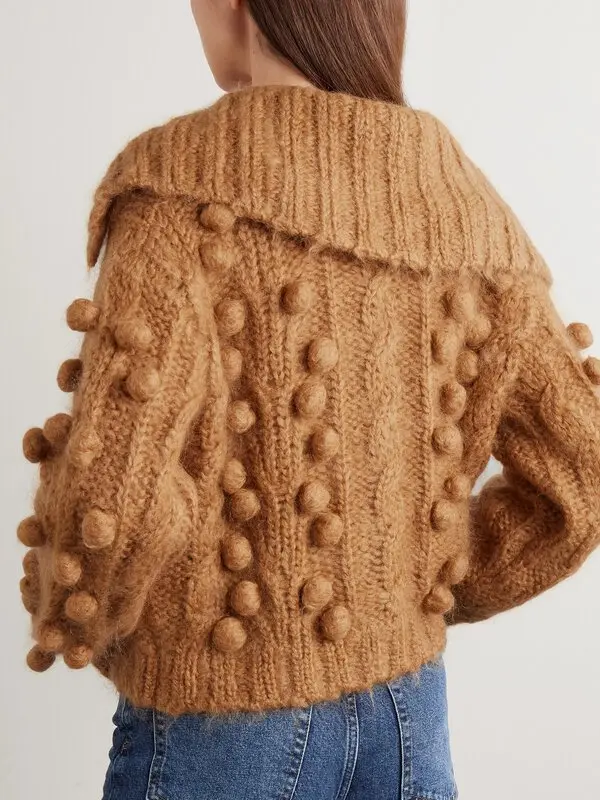 FRAME Bauble Pompom-embellished Mohair-blend Cardigan