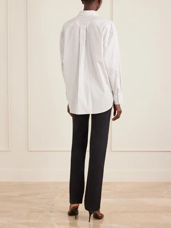Saint Laurent Oversized Striped Cotton-poplin Shirt - Brown