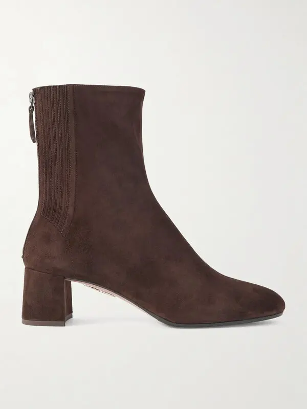 AQUAZZURA Saint Honoré 50 Suede Ankle Boots - Brown
