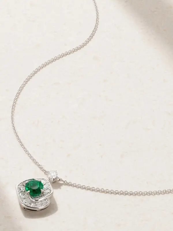 DAVID MORRIS Frozen Kiss Emerald And Diamond Necklace - Gold
