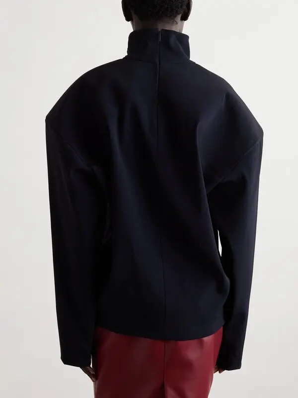 Saint Laurent Turtleneck Stretch-satin Blouse