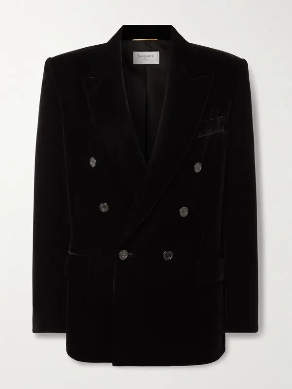 Saint Laurent Double-breasted Velour Blazer