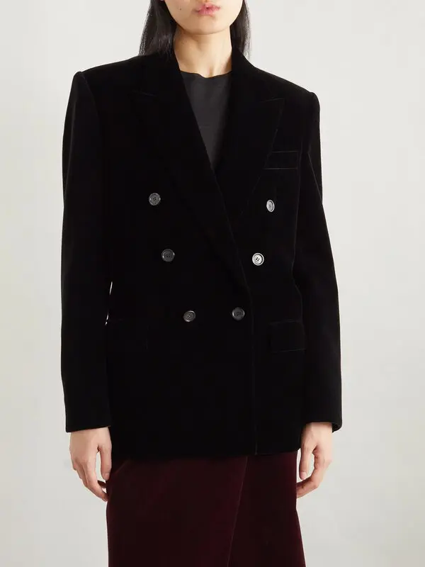 Saint Laurent Double-breasted Velour Blazer
