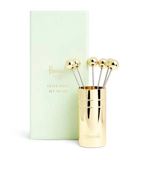 Harrods Stainless Steel Olive Picks - Gold