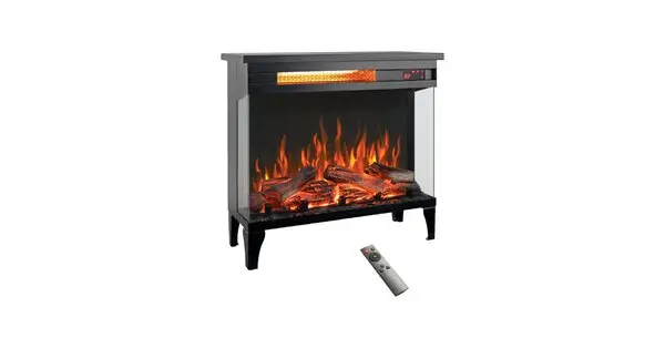 FLYNAMA 24 Inch Three Sided Glass Electric Fireplace With Feet - No Color