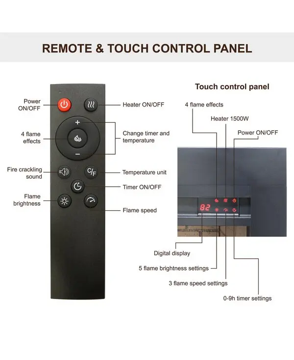 FLYNAMA 28 Inch Infrared Electric Fireplace With Removable Trim Kit Insert
