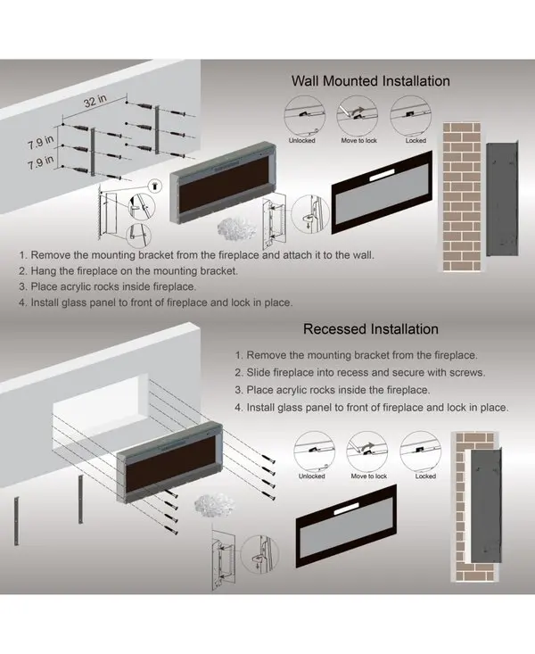 FLYNAMA Smart 50" Wifi-enabled Electric Fireplace Heater