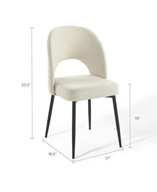 MODWAY Rouse Upholstered Fabric Dining Side Chair, Set Of 2 - Black Beige