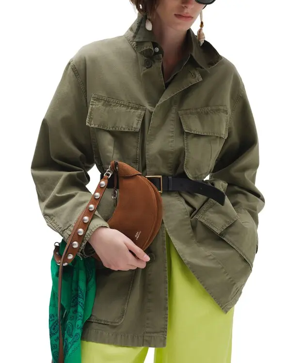 Polo Ralph Lauren Polo Id Mini Studded Suede Shoulder Bag