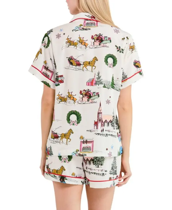 KATIE KIME Holiday Toile Pajama Shorts Set
