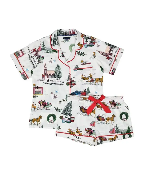 KATIE KIME Holiday Toile Pajama Shorts Set