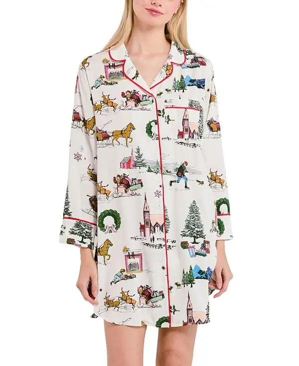 KATIE KIME Holiday Toile Sleep Shirt - Multi