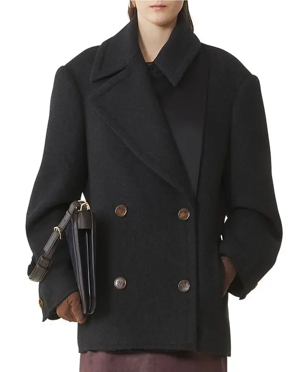 LANVIN Wool Pea Coat - Anthracite