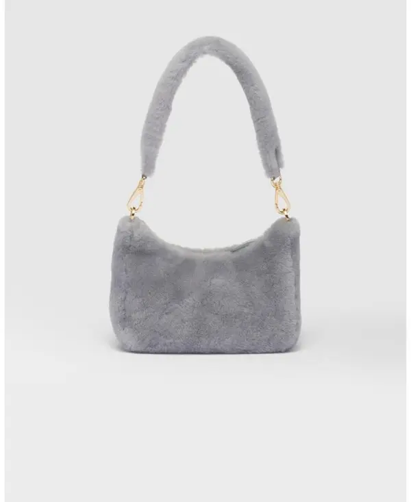 Prada Re-edition Mini Shearling Bag - Light Blue