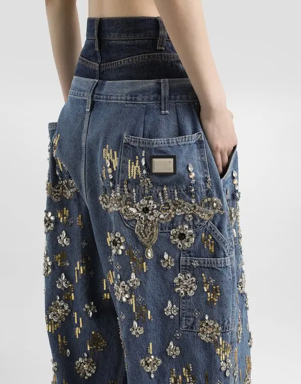 Dolce & Gabbana 5-pocket Embroidered Denim Jeans