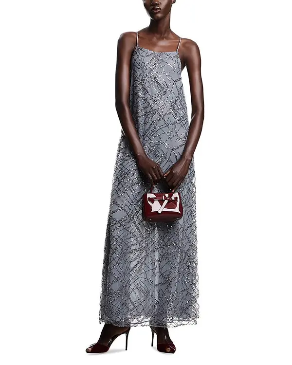 Emporio Armani Sequined Tulle Maxi Dress