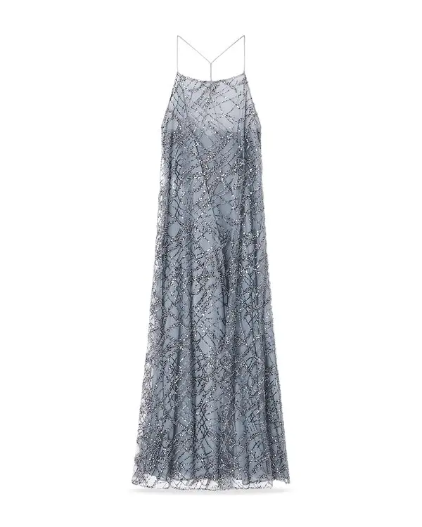 Emporio Armani Sequined Tulle Maxi Dress