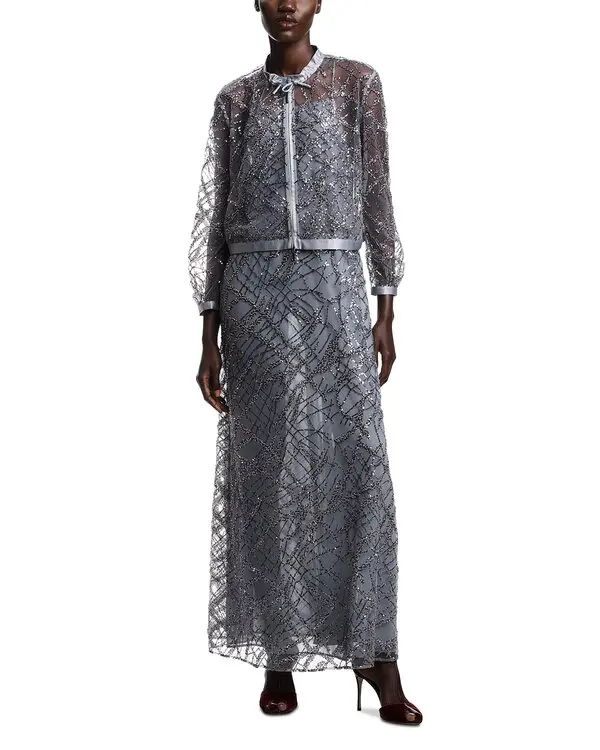 Emporio Armani Sequined Tulle Jacket - Silver