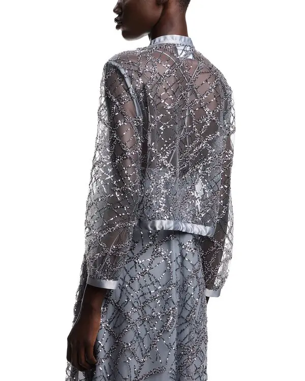 Emporio Armani Sequined Tulle Jacket - Silver