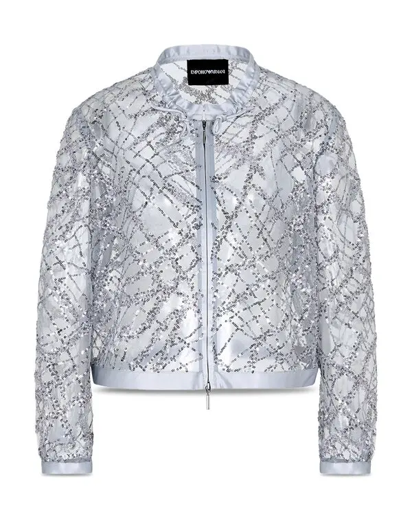 Emporio Armani Sequined Tulle Jacket - Silver