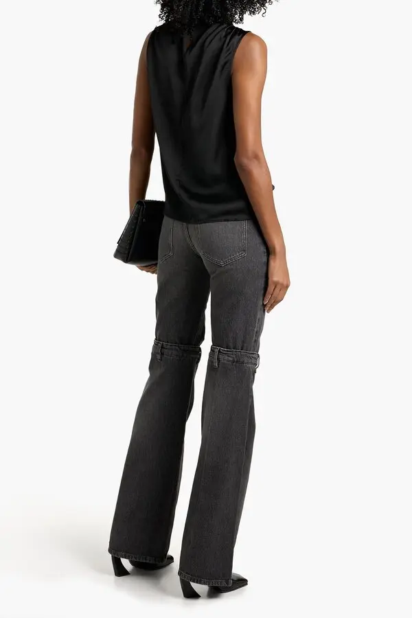 Rag & Bone Julie Draped Satin-crepe Top