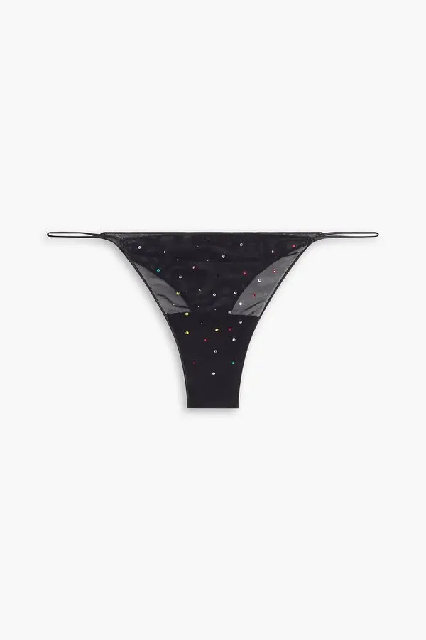 Oseree Gem Crystalembellished Tulle Thong - Black