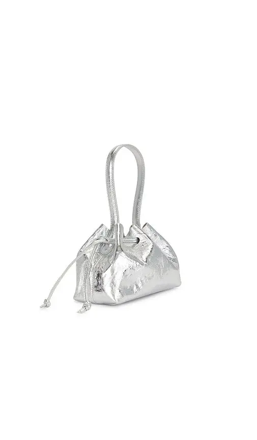 MANSUR GAVRIEL Drawstring Pouchette In Metallic Silver