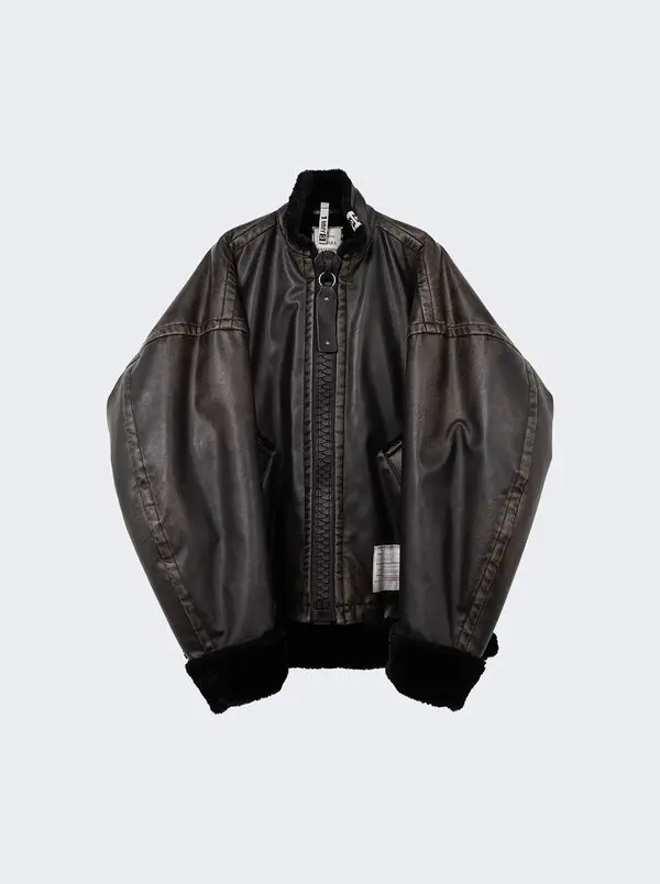 Mihara Yasuhiro Vegan Boa Leather Jacket - Black