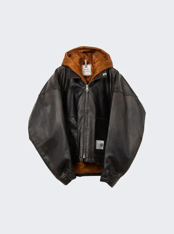 Mihara Yasuhiro Hooded Vegan Leather Jacket - Black