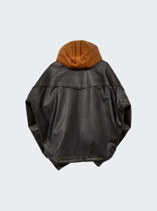 Mihara Yasuhiro Hooded Vegan Leather Jacket - Black