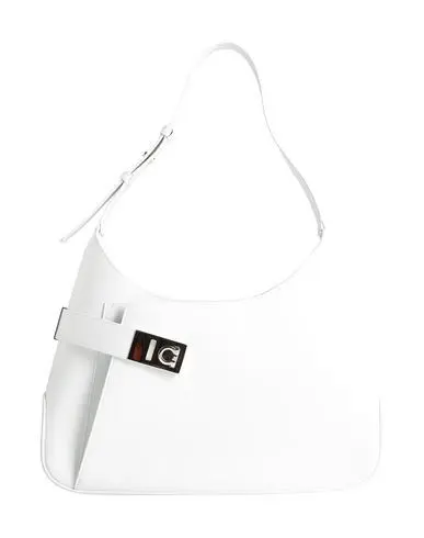 FERRAGAMO Calfskin Arch Sh L Shoulder Bag - White
