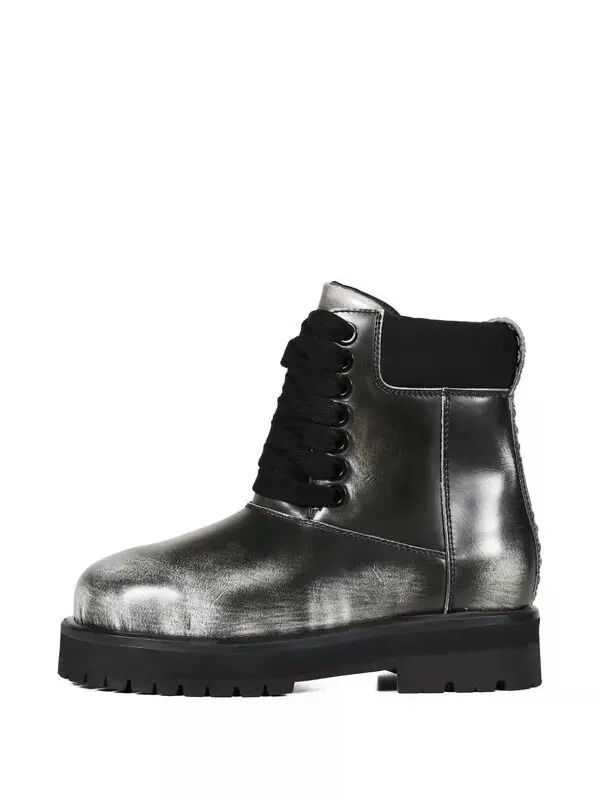 PDF Lace-up Platform Boots - Grey
