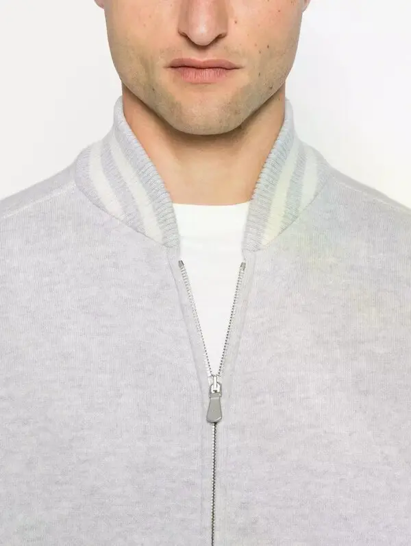 Eleventy Stripe-trim Wool Bomber Jacket