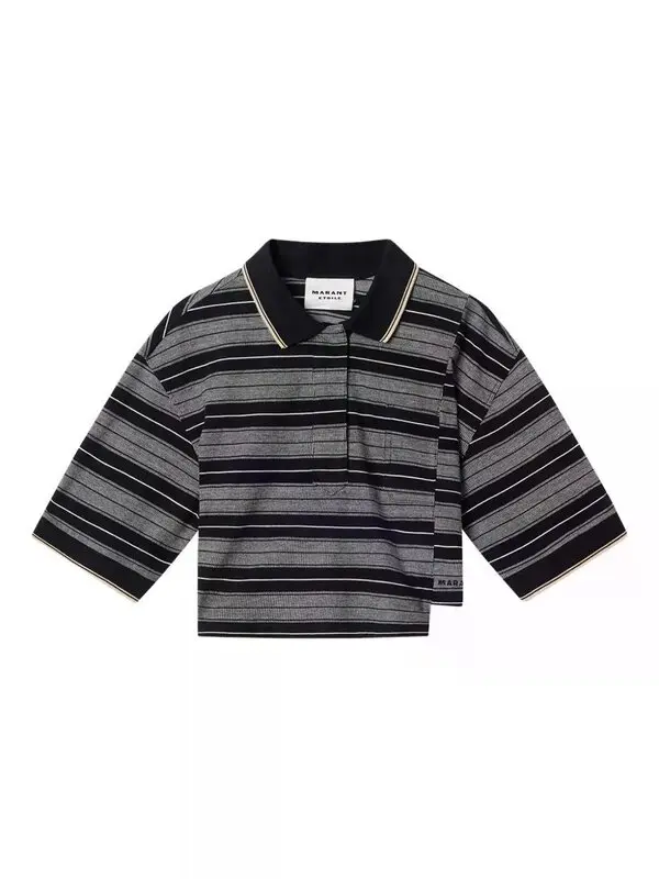 MARANT ETOILE Isalyne Striped Polo Top - Black